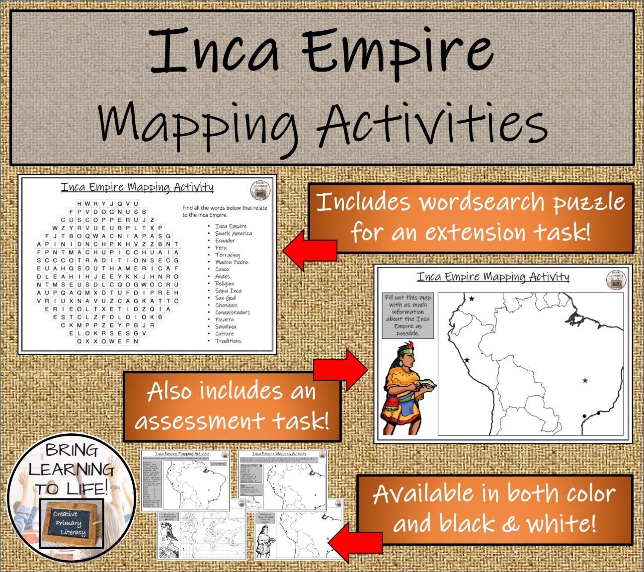 Inca Empire Map Activities and Presentation – Creative Primary Literacy