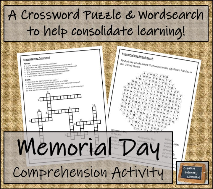 Memorial Day Close Reading Comprehension Activity | 3rd Grade & 4th Gr ...
