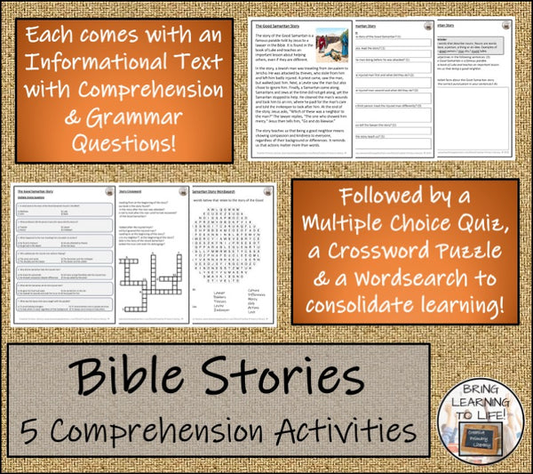 Bible Stories Close Reading Comprehension Bundle | 3rd Grade & 4th Gra ...