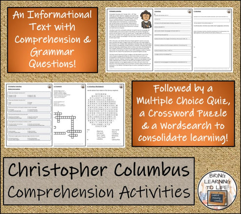 Christopher Columbus Close Reading Comprehension Activity | 5th & 6th ...