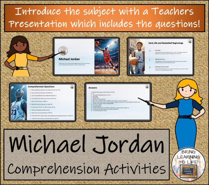 Michael Jordan Close Reading Comprehension Activities | 5th Grade & 6t ...