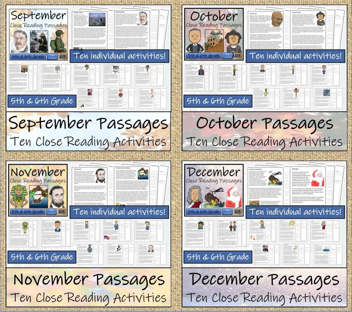 Full Year Close Reading Comprehension Book Bundle | 5th Grade & 6th Gr ...