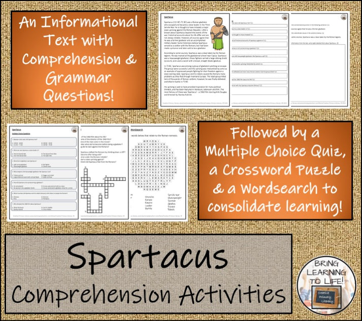 Spartacus Close Reading Comprehension Activity | 5th Grade & 6th Grade ...