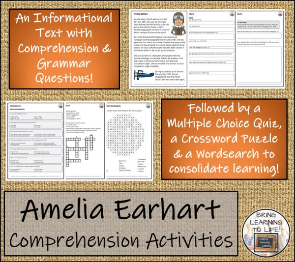 Amelia Earhart Close Reading Comprehension Activities | 3rd Grade & 4t ...