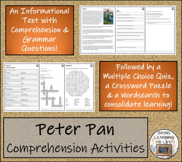 Peter Pan Fiction Reading Comprehension | 5th Grade & 6th Grade ...