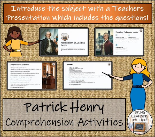 Patrick Henry Reading Comprehension Activities | Year 5 or Year 6 ...