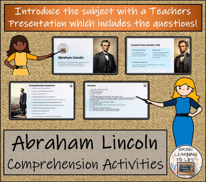 Abraham Lincoln Close Reading Comprehension Activities | 5th Grade & 6 ...