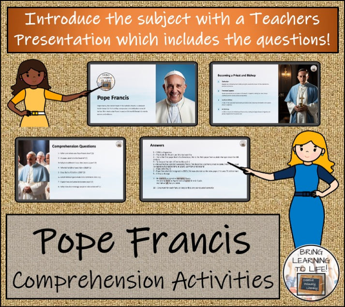 Pope Francis Close Reading Comprehension Activities | 3rd Grade & 4th ...