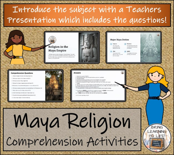 Religion of the Maya Empire Reading Comprehension Activities | 5th & 6 ...