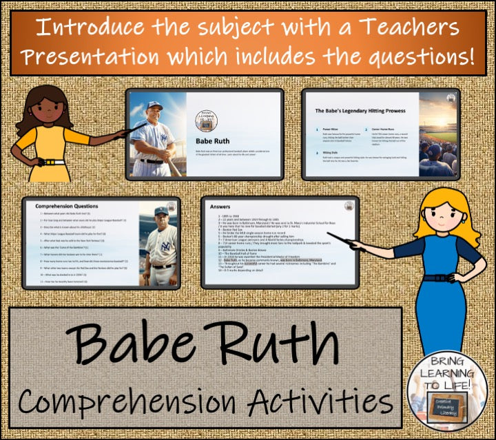 Babe Ruth Close Reading Comprehension Activities | 5th Grade & 6th Gra ...