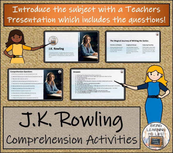 JK Rowling Close Reading Comprehension Activities | 5th Grade & 6th Gr ...