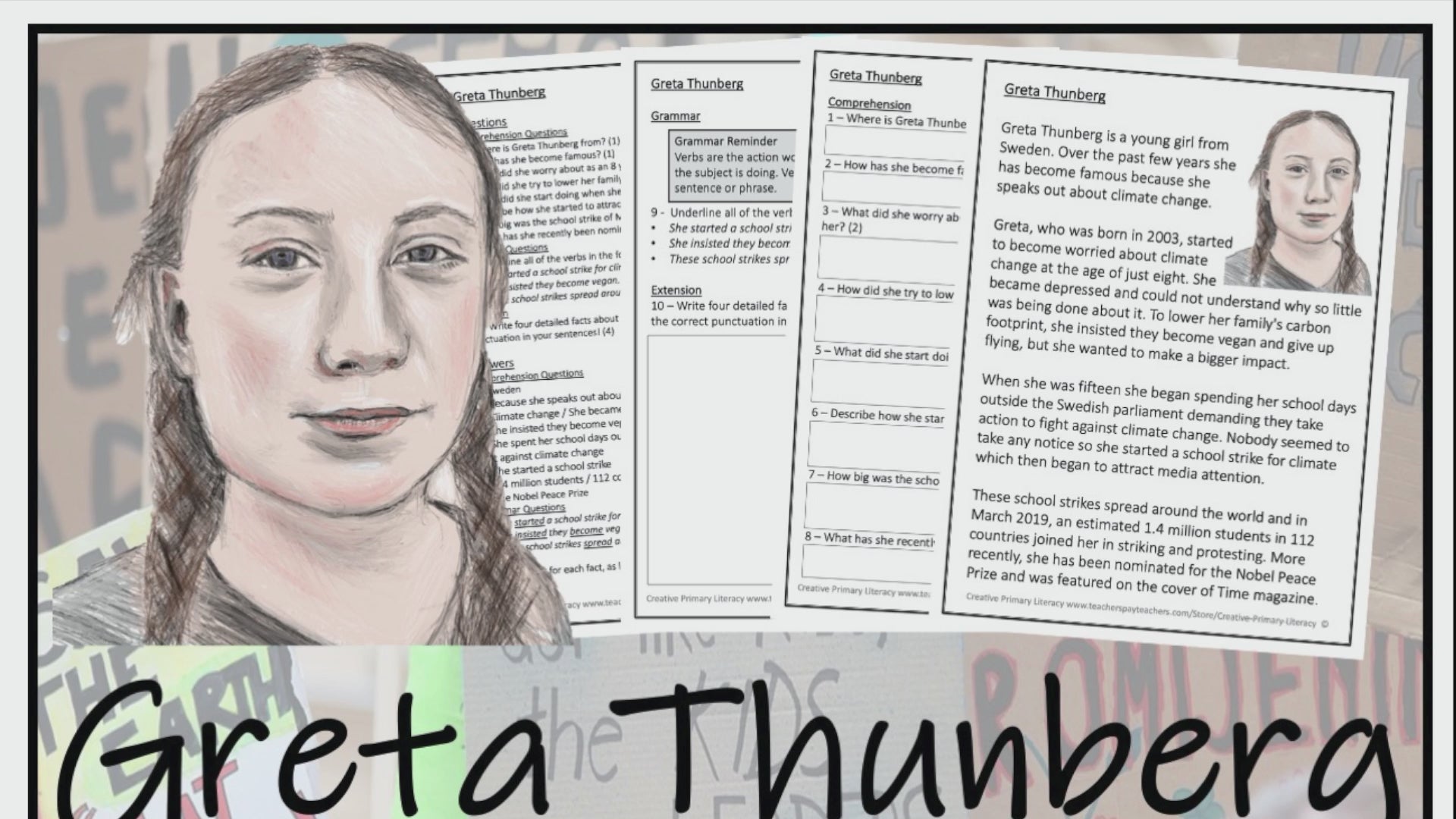 Greta Thunberg Close Reading Comprehension Activity | 3rd Grade & 4th ...