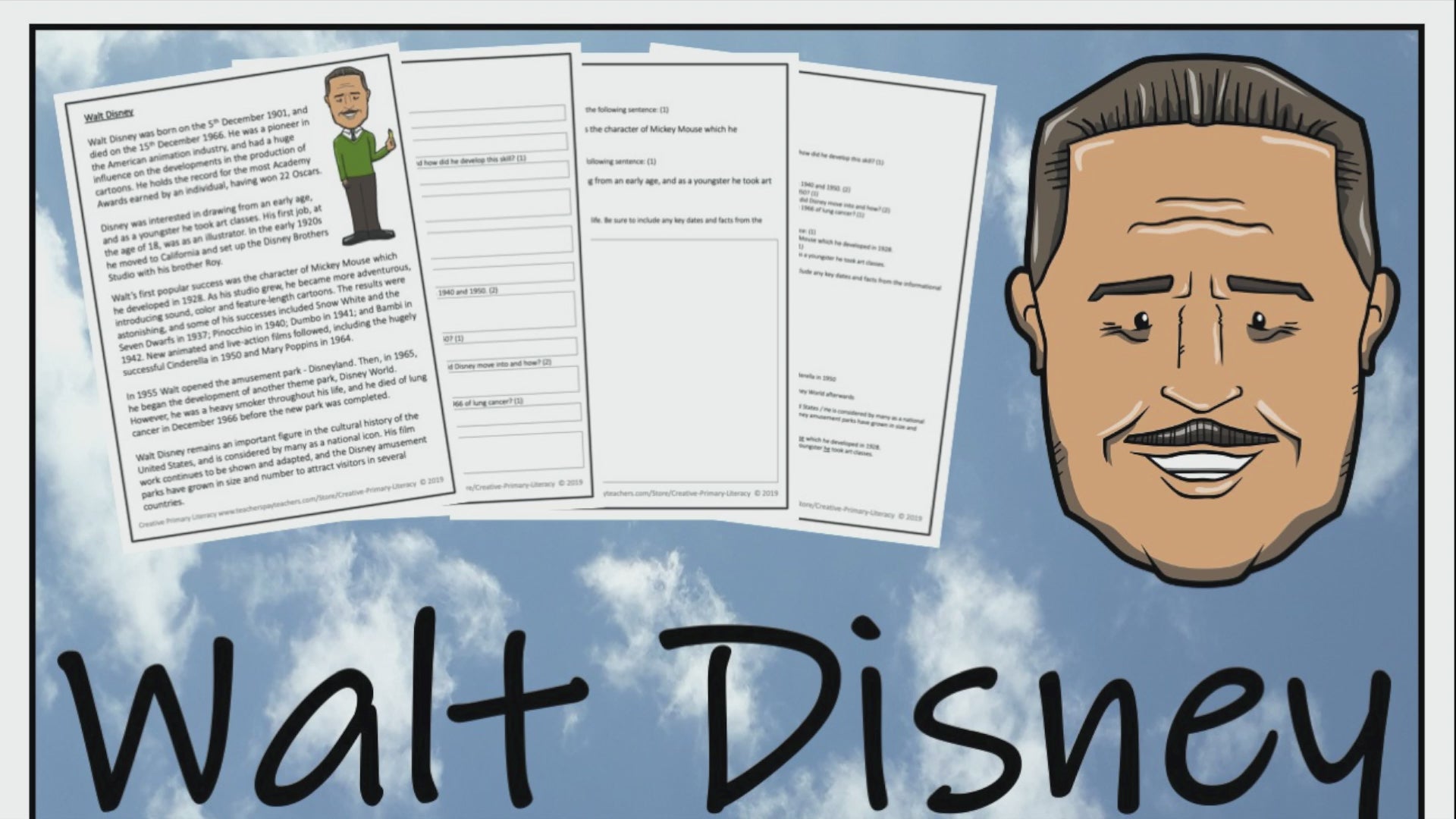 Walt Disney Close Reading Comprehension Activity | 5th Grade & 6th Gra ...