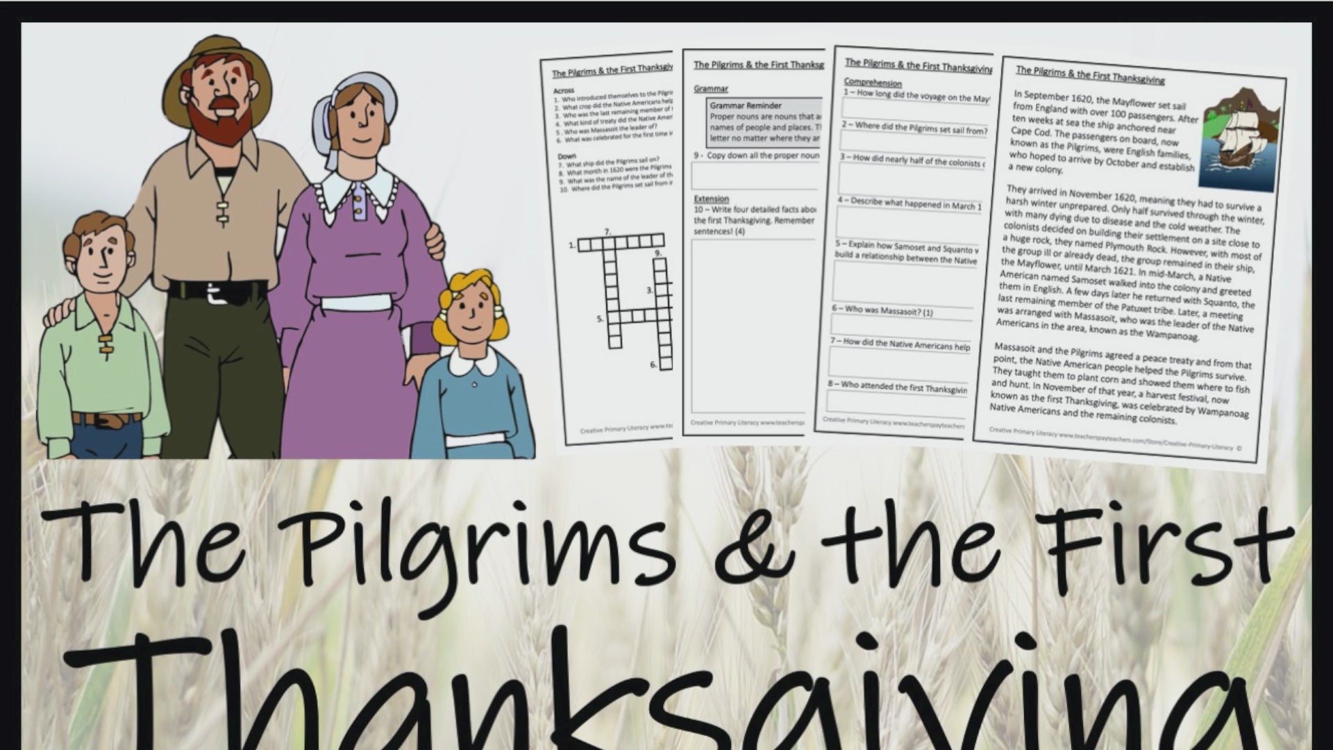 The Pilgrims & First Thanksgiving Close Reading Comprehension | 3rd ...