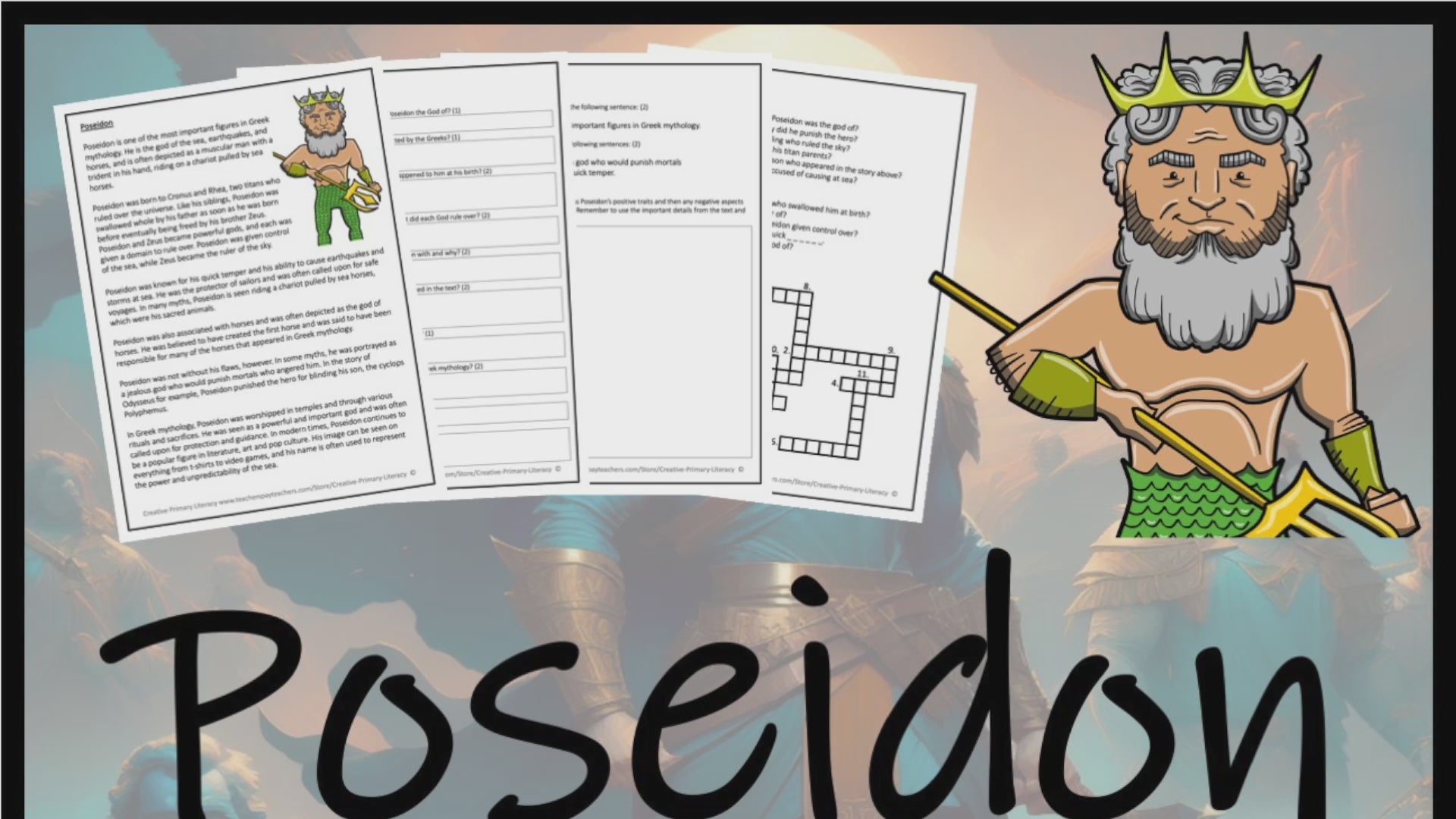 Poseidon Close Reading Comprehension Activity | 5th Grade & 6th Grade ...