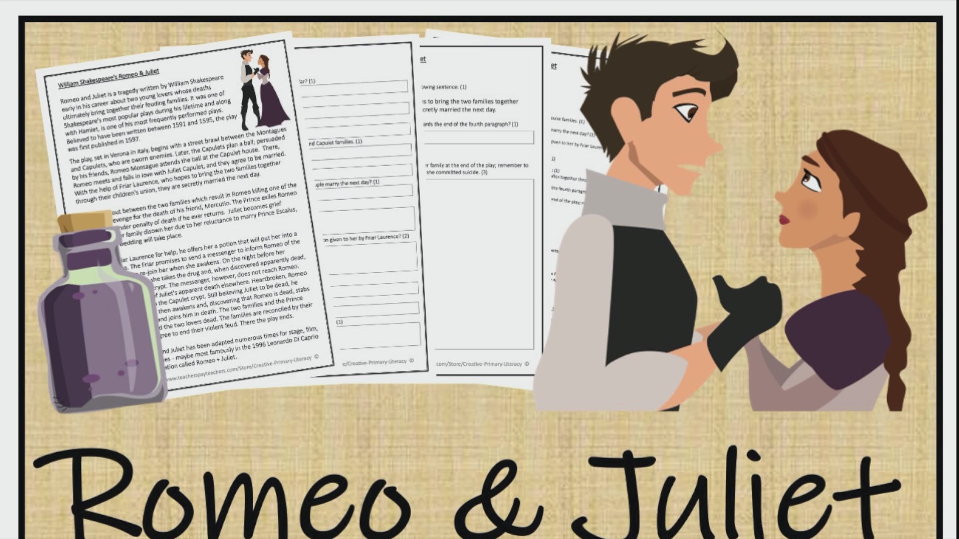 Romeo and Juliet Close Reading Comprehension Activity | 5th Grade & 6t ...