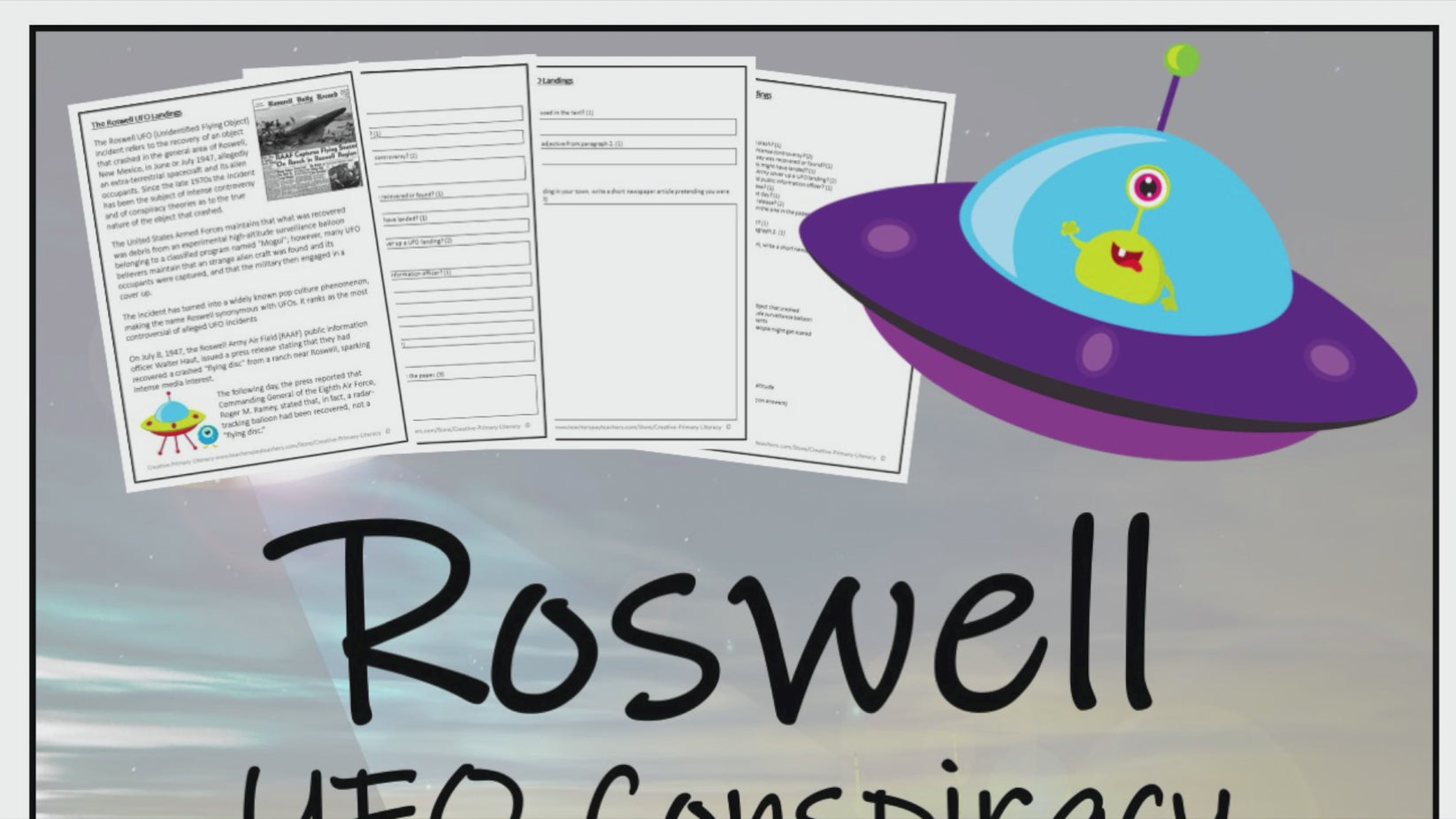 Roswell UFO Conspiracy Close Reading Comprehension Activity | 5th & 6t ...