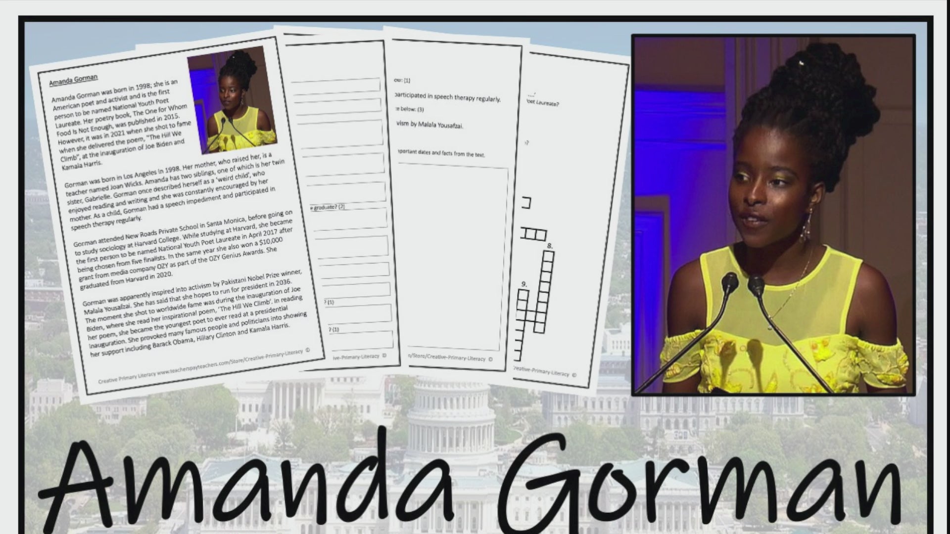 Amanda Gorman Close Reading Comprehension Activity | 5th Grade & 6th G ...