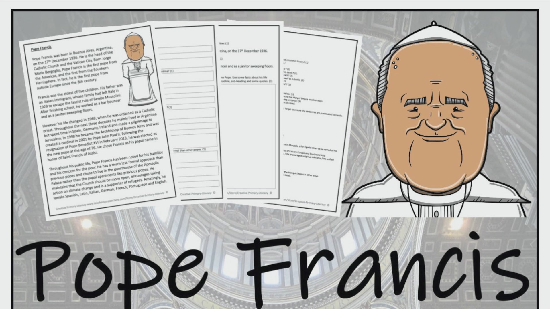 Pope Francis Close Reading Comprehension Activity | 5th Grade & 6th Gr ...